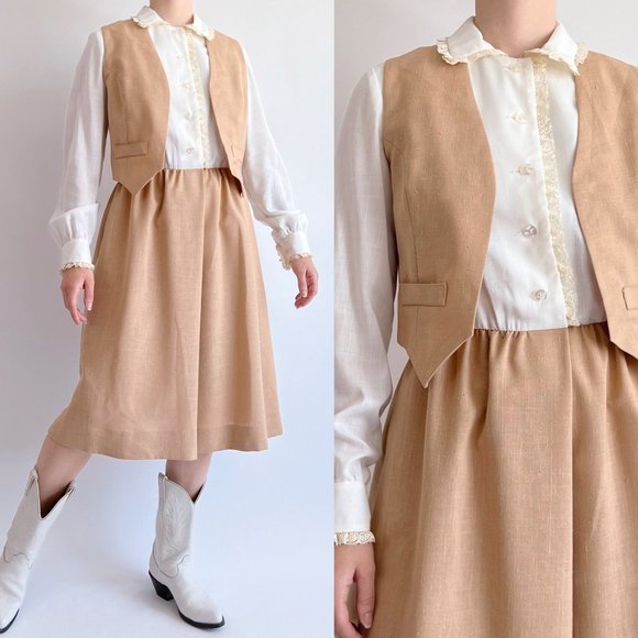 Dresses | Vintage 7s Two Piece Prairie Style Country Western Midi Dress ...